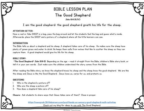 Numbers 1 - 20 with Hands-On Activities - Good Shepherd Bible Math Lesson