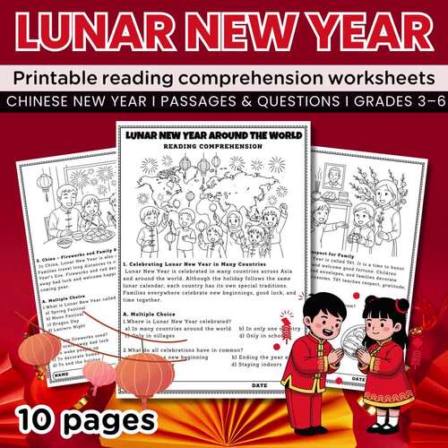 Lunar New Year Around the World Reading Comprehension Worksheets ...