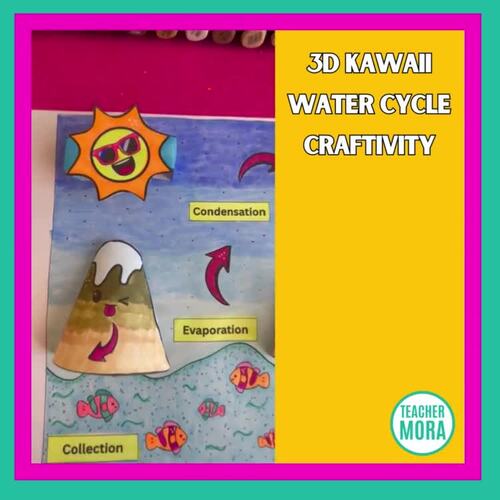 3D Kawaii Water Cycle Craft | Cute Hands-On Science Cut and Paste Activity