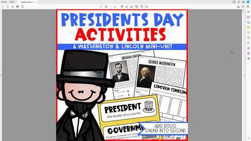 Presidents Day Activities by Sailing into Second with Aris | TPT