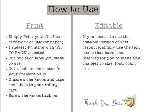 Nautical 10 Drawers Labels (Printable & Editable) ( With Holes & No Holes)