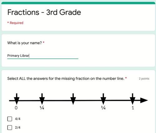 3rd Grade Fractions Google Form Assessment Bundle by Primary Library