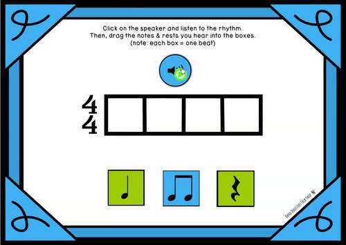 Drag & Drop Rhythmic Dictation- Set A - Interactive Music Theory Game