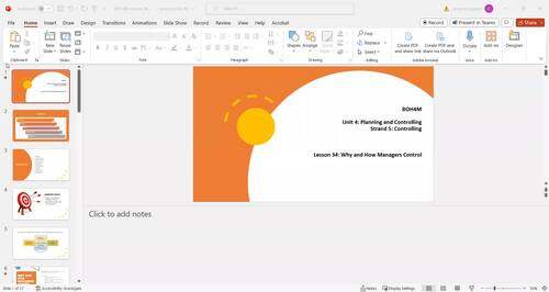 BOH4M UNIT 4:PLANNING AND CONTROLLING. Lesson topic: MANAGERIAL CONTROL