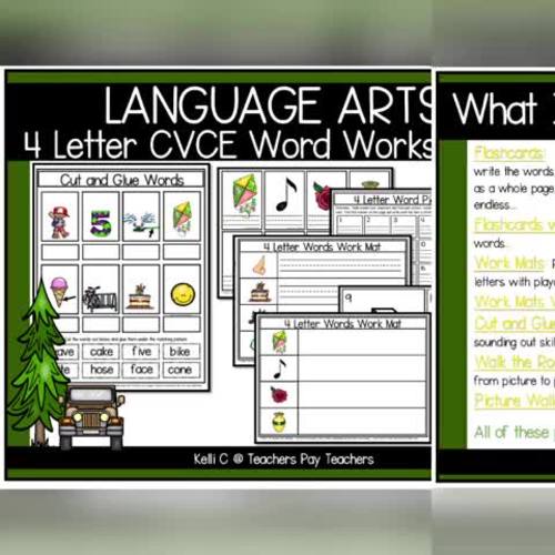 4 Letter CVCE Words Worksheets | Long Vowel Activities by Kelli C