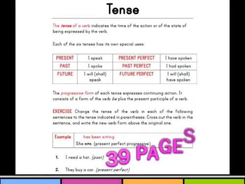 Verb Tenses | Active and Passive Voice | Grammar Worksheets | Gr 7-8 | ELA