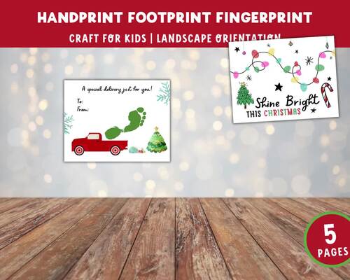 Christmas Handprint Art Bundle, Fingerprint and Footprint Crafts, No-prep