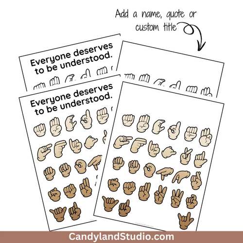 ASL Sign Language Alphabet Printable, Neutral Décor for Inclusive Diversity