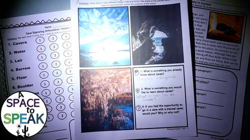Speech Therapy Upper Elementary Activities | Caves Thematic Unit