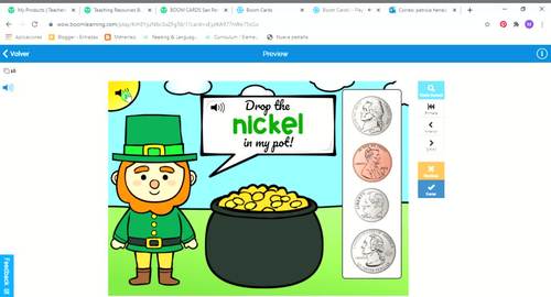 BOOM CARDS St Patrick's Day: COINS IDENTIFICATION Distance Learning