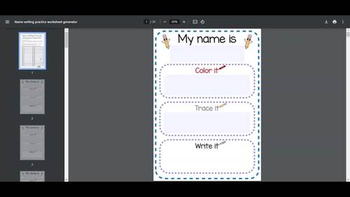 Editable Name Writing Practice - Worksheet Autofill - Color, trace and ...