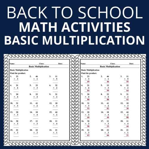 Back to School Math Activities: Basic Multiplication Worksheets with ...