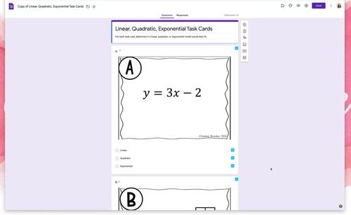 Linear, Quadratic, Exponential Digital Task Cards | TPT