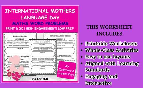 Mother Language Day Math Pack | 40 Word Problems | Grades 3–8 by ...