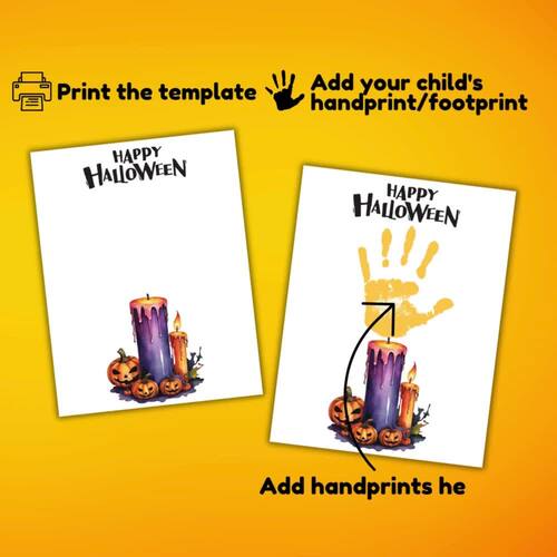 Handprint Halloween Craft | Halloween Preschool | Halloween Activities ...