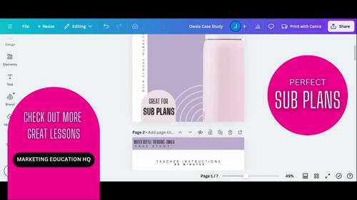 Marketing Case Study Activities - Owala Water Bottle - SUB PLANS