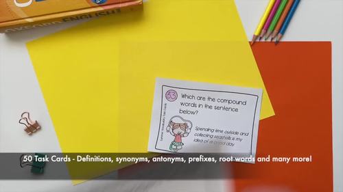 Summer Vocabulary Practice - 50 VOCABULARY Task Cards | Summer Packet