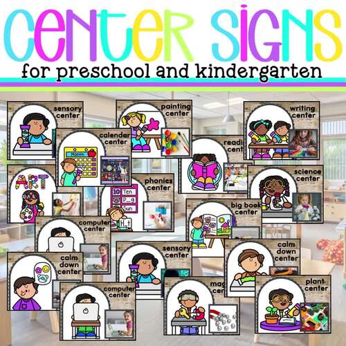 Center Signs for Preschool and Kindergarten | EDITABLE in CANVA | TPT
