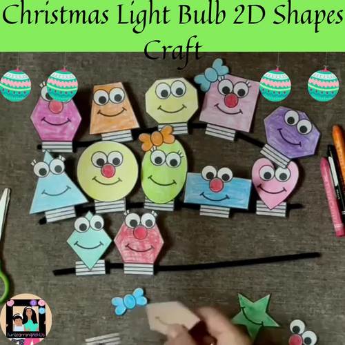 Christmas Light Bulb 2D Shapes Craft | Holiday Shapes Bulletin Board Crafts