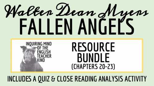 Fallen Angels Quiz and Close Reading Worksheet Bundle (Chapters 20-23)