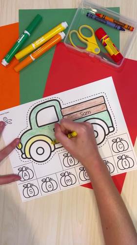 Fall Pumpkin Truck Name Craft Editable by Preschool Packets | TPT