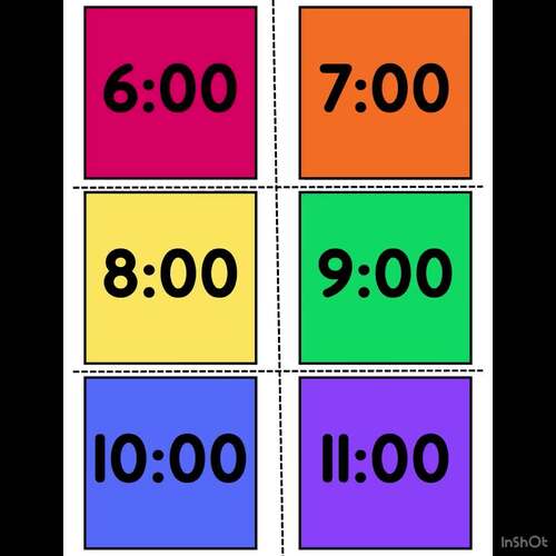 Telling Time Matching Activity | Hour & Half-Hour | Brights Theme