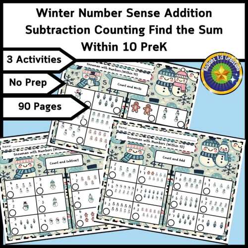 Winter Number Sense Addition Subtraction Counting Find the Sum Within ...