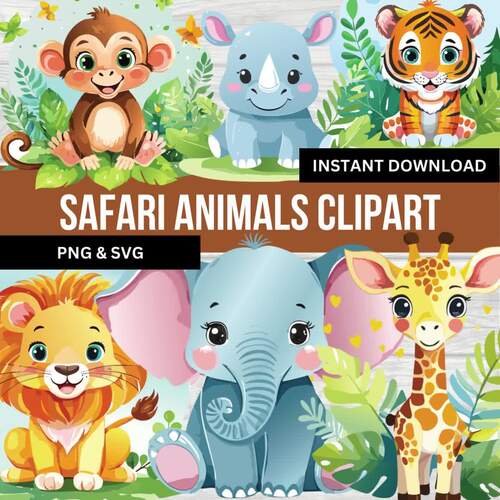 Safari Animals Clipart PNG SVG Bundle, Safari Theme, Bulletin Board ...