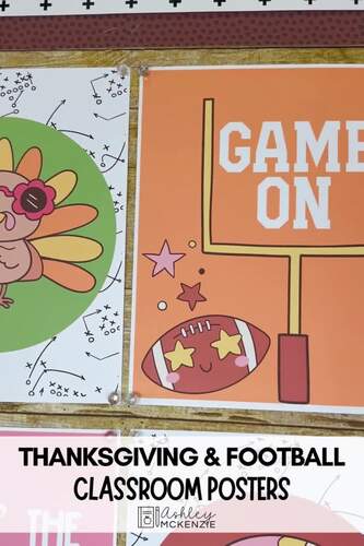 Thanksgiving Posters Football Bulletin Board Ideas Editable Classroom ...