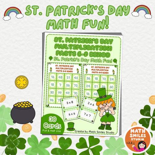St. Patrick’s Day Multiplication Facts 6-9 Bingo | Fact Fluency ...