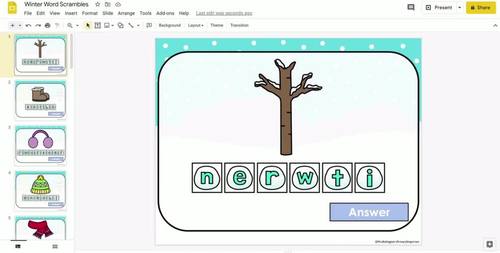 Winter Word Scrambles Digital Activity by The Primary Emporium | TPT