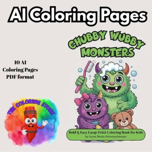 CHUBBY WUBBY MONSTERS - 50 AI Large Print Coloring Pages by The ...