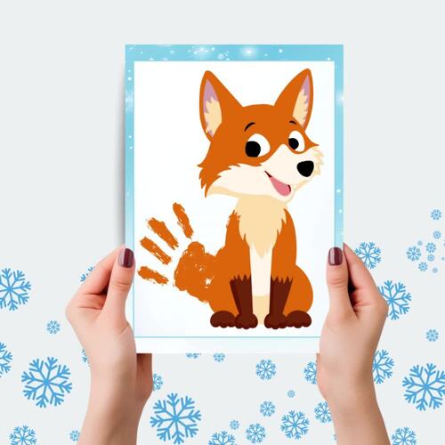 Fox Handprint Craft Template | Fox Craft Winter Activities | Winter ...