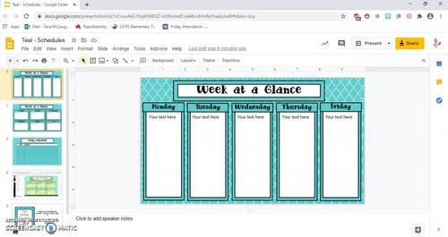 Week at a Glance + Daily Schedule Templates by The Virtual Teacher