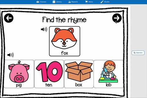 Find the Rhyme Rhyming Activity Speech Therapy Boom Cards Phonological ...