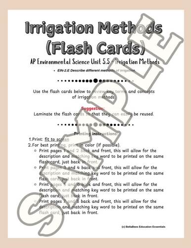 AP Environmental Science (APES) Unit 5.5 Irrigation Methods (Flash Cards)