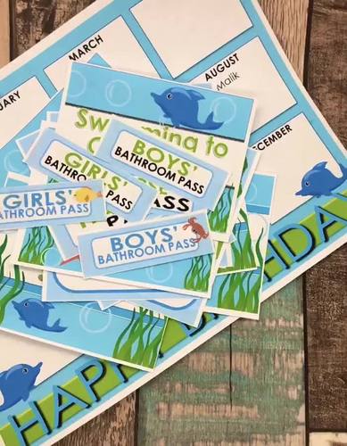 Ocean Theme Classroom Decor Calendar BUNDLE by Hunt 4 Treasure | TPT