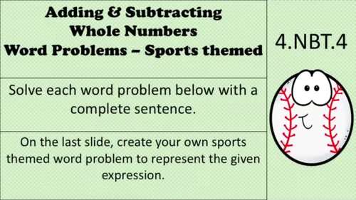 Adding & Subtracting Whole Numbers Google Classroom™ Word Problems (4 ...