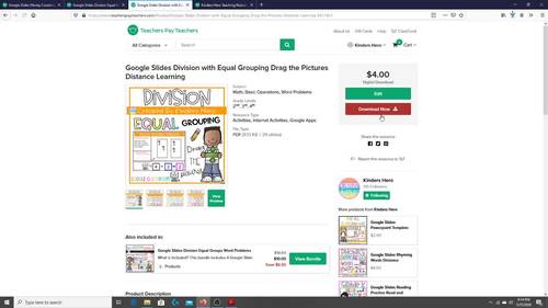 Division with Equal Grouping Drag the Picture for Google Slide Distance ...