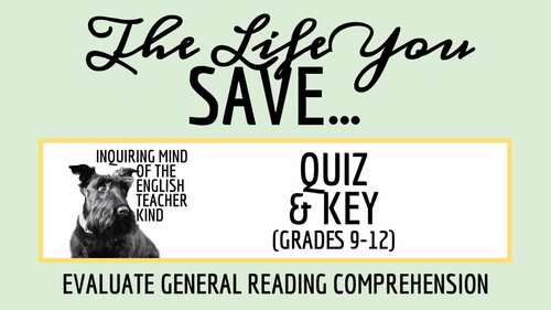 "The Life You Save May Be Your Own" by Flannery O'Connor Quiz and ...