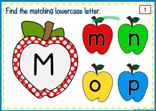 Apples Upper & Lowercase Letters & Sounds Match BOOM & Task Cards