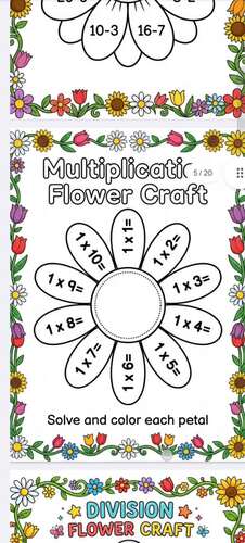 Spring Math Craft & Bulletin Board | Add, Subtract, Multiply, Divide ...