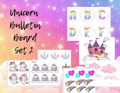 Unicorn Bulletin Board Set 2 by Mrs. MerryFairy | TPT