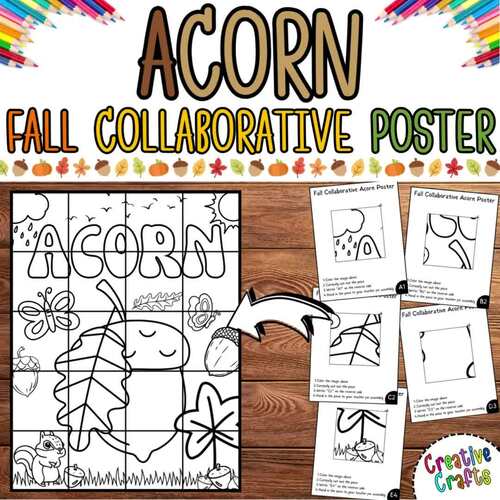 Autumn Fall Objects Collaborative Posters BUNDLE: Puzzle and Coloring ...
