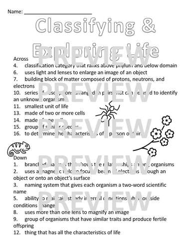 Classifying and Exploring Life Vocabulary Puzzle | JH Science | TPT
