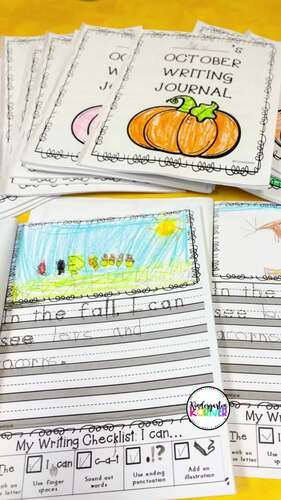 October Writing Journals Journal Writing Prompts /Centers - Beginner ...