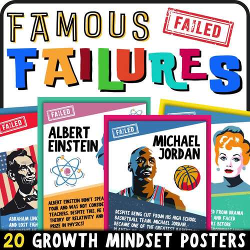 Famous Failures Growth Mindset Posters | SEL Bulletin Board Classroom Decor