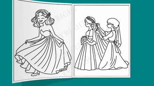 Bridesmaid Coloring Pages for Kids by Buffalo Publications | TPT