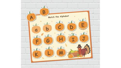 Pumpkin Alphabet Matching Activity, Fall Busy Book Page, Learning Binder.