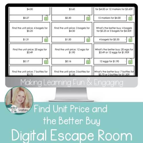Unit Price and the Better Buy Digital Self-Checking Escape Room Activity
